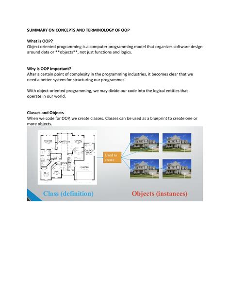 Summary On Concepts And Terminology Of Oop Summary On Concepts And
