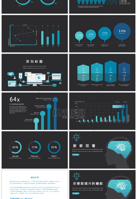 深色简约创意数据分析ppt 免费ppt模板下载 千库网
