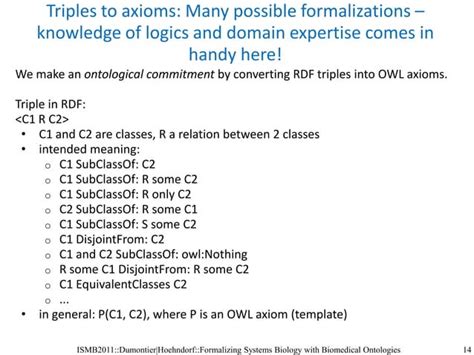 Formal Representation Of Models In Systems Biology Ppt