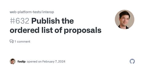 Publish The Ordered List Of Proposals Issue Web Platform Tests Interop Github