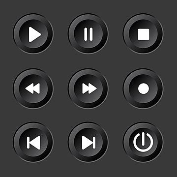 Set Of Navigation Buttons For Players Control Panel In White Plastic Vector Audio Universal