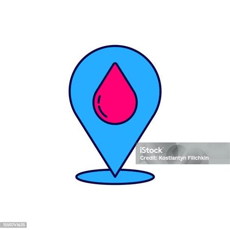 흰색 배경에 격리된 위치 아이콘이 있는 채워진 윤곽선 물 드롭 벡터 가득 찬에 대한 스톡 벡터 아트 및 기타 이미지 가득 찬