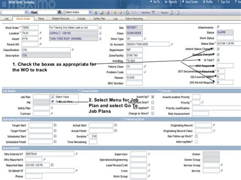 Maximo Work Order Layout