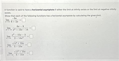 Solved A Function Is Said To Have A Horizontal Asymptote If