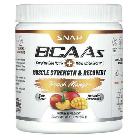 Snap Supplements Bcaas Peach Mango 977 Oz 277 G