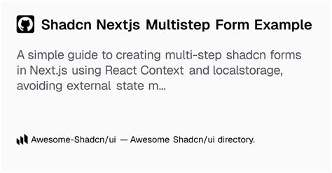 Shadcn Nextjs Multistep Form Example Build Multi Step Shadcn Forms In Nextjs No External
