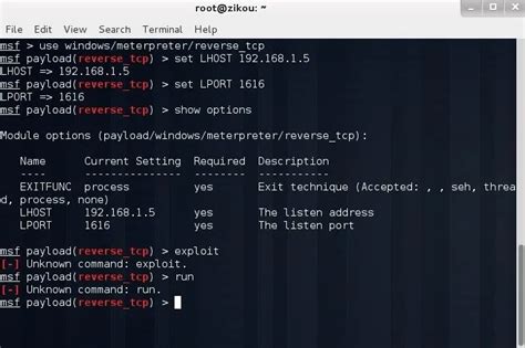 Problem With Metasploit Reversetcp Unknown Command Exploit Null Byte