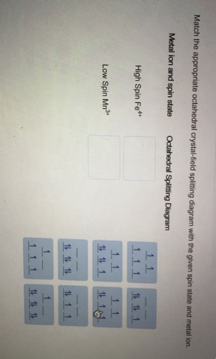 Solved Match The Appropriate Octahedral Crystal Field Chegg Com