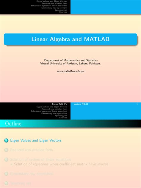 Lecture No 9 Updated Download Free Pdf Eigenvalues And Eigenvectors System Of Linear Equations