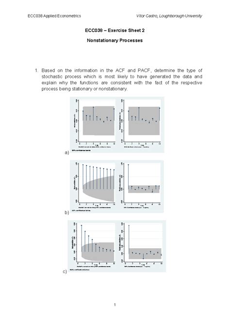 Ecc038 Exercise Sheet 2 Nonstationary Processes Ecc038 Applied Econometrics Vítor Castro