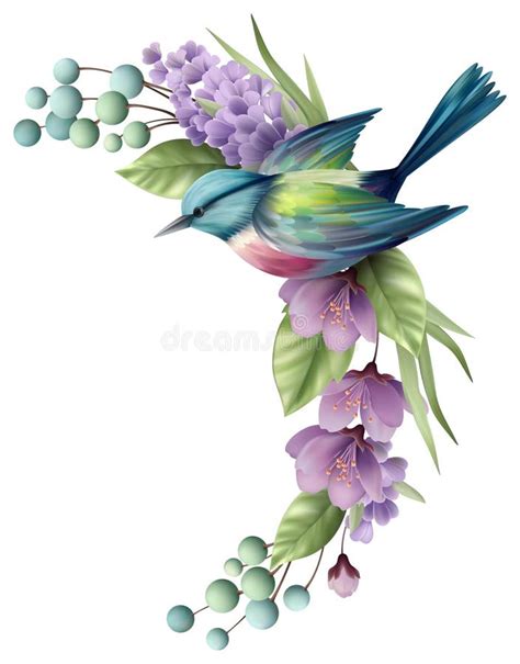 Easter Eggs Bird Wreath Spring Flower Stock Vector Illustration Of