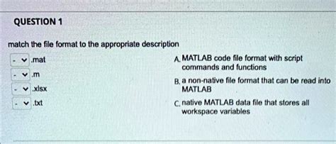 Solved Please Help With This Matlab Question Question 1 Match The