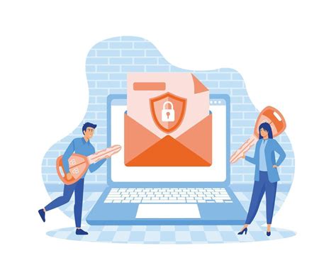 protecting computer data email encryption concept flat vector modern