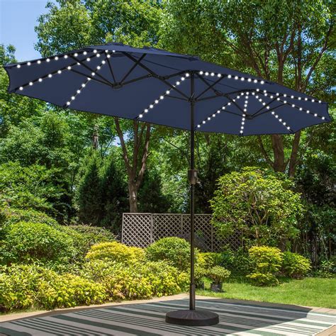 Phi Villa 9ft Patio Umbrellas With 24 Pcs Led Solar Lights