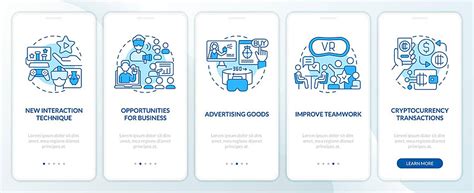 Layers Of Metaverse Onboarding Mobile App Screen Menu Instructions Vector Vector Menu