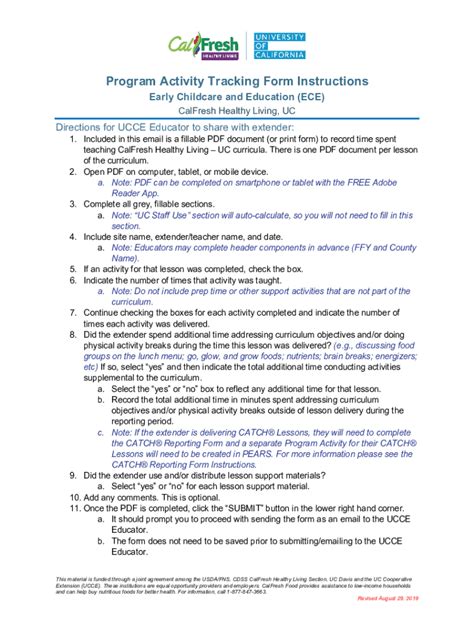 Fillable Online Program Activity Tracking Form Instructions Fax Email