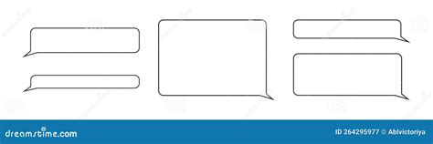 Set Of Outline Message Bubble Empty Chat Frames Isolated On White