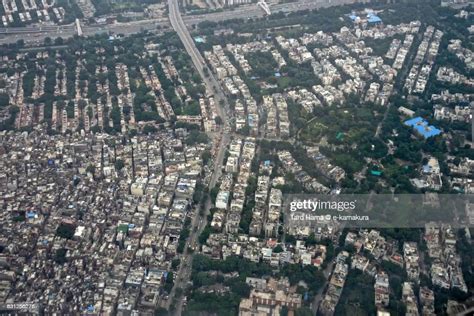 Residential District In Suburb Of New Delhi In India Daytime Aerial
