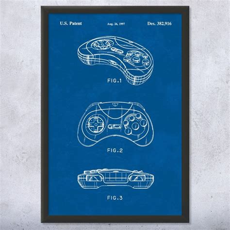 Framed Video Game Controller Wall Art Print Gamer Ts Game Room Decor Arcade Art