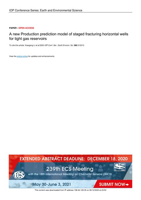 Pdf A New Production Prediction Model Of Staged Fracturing Horizontal