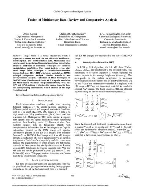 Pdf Fusion Of Multisensor Data Review And Comparative Analysis