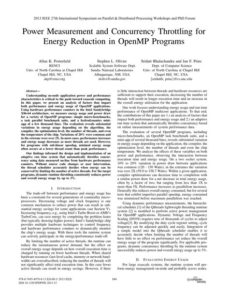 pdf power measurement and concurrency throttling for energy reduction in openmp programs
