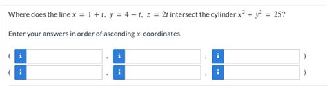 Solved Where Does The Line X 1 T Y 4−t Z 2t Intersect The