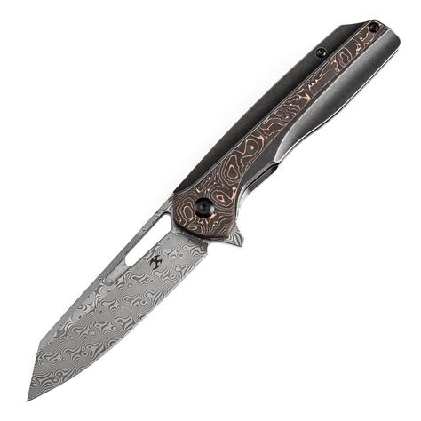 Kansept Shard K1006c2 Damascus Blade Blackwashed Titanium And Copper C