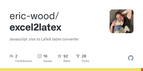Github Eric Woodexcel2latex Javascript Xlsx To Latex Table Converter