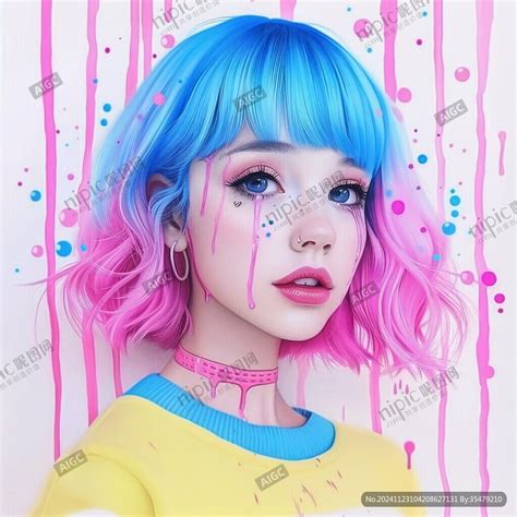 ai创作图粉色头发女孩 3d效果女孩 粉色头发少女头像 写实人物插画 poly风格 粉色头发好玩 写实少女 数字肖像插画 粉红色头发 粉红色的