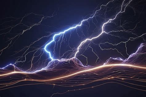 Computer Graphics Of Lines With Lightning High Quality Illustration Lightning Strike Over