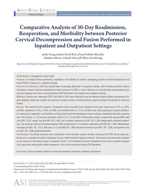 Pdf Comparative Analysis Of 30 Day Readmission Reoperation And Morbidity Between Posterior