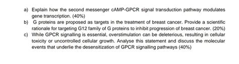 Solved A Explain How The Second Messenger Camp Gpcr Signal