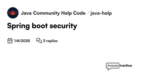 Spring Boot Security Java Community Help Code Learn