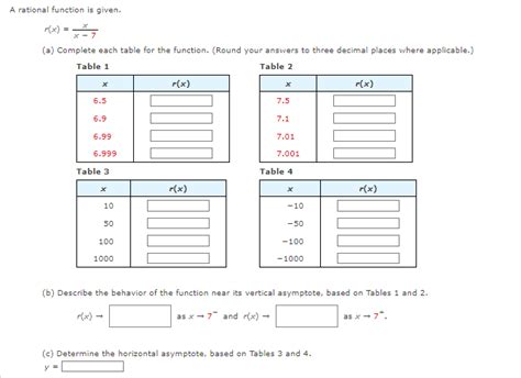 solved a rational function is given r x x−7x a complete