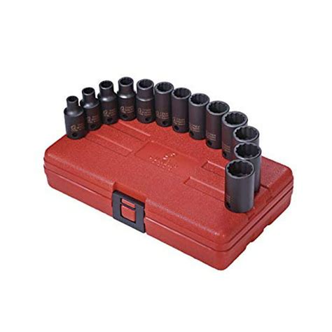 Sunex Tools 3338 3 8 Drive 13piece 12 Point Metric Semi Deep Impact Socket Set