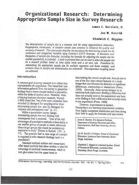 Determining Appropriate Sample Size In Survey Research Pdf