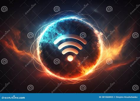 Globe With Wi Fi Sign Signal Arcs Wireless Access Point To Global Network Concept Stock