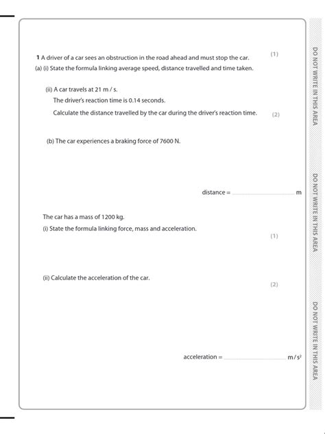 Y 10 Physics First Term Qp 1 1 Pdf Momentum Velocity