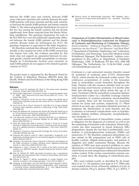 Pdf Comparison Of Cystine Determination In Mixed Leukocytes Vs Polymorphonuclear Leukocytes