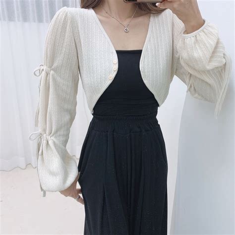 퍼프 소매리본 볼레로 가디건 무료배송