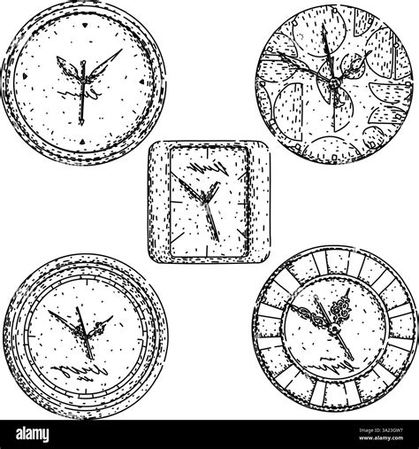 Clock Set Sketch Hand Drawn Vector Stock Vector Image And Art Alamy