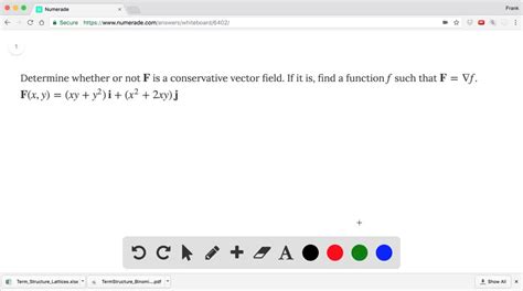 SOLVED Determine Whether Or Not F Is A Conservative Vector Field If It Is Find A Function F