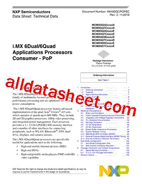 MCIMX6Q7CZK08CC Datasheet PDF NXP Semiconductors