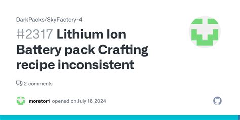 Lithium Ion Battery Pack Crafting Recipe Inconsistent · Issue 2317
