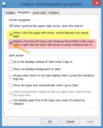 Replace Command Prompt With Powershell In Winx Menu Of Windows