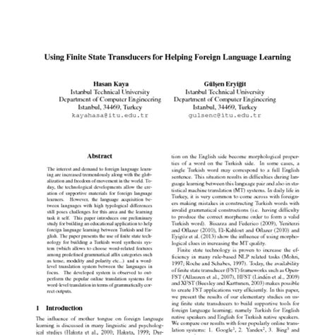 Using Finite State Transducers For Helping Foreign Language Learning