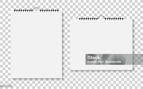 나선형의 바인딩노트북 또는 달력 벽에 메모장과 캘린더의 모형 투명 한 배경에 격리 된 메모 및 메모에 대 한 종이 패드 반지와 덮개가 있는 흰색 빈 스케치패드 벡터 달력에