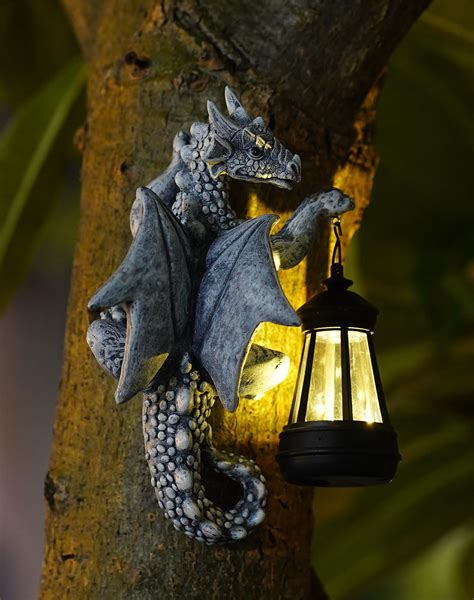 Goodeco Dragon Tree Hugger Garden Statue With Solar Lantern 93 Inch