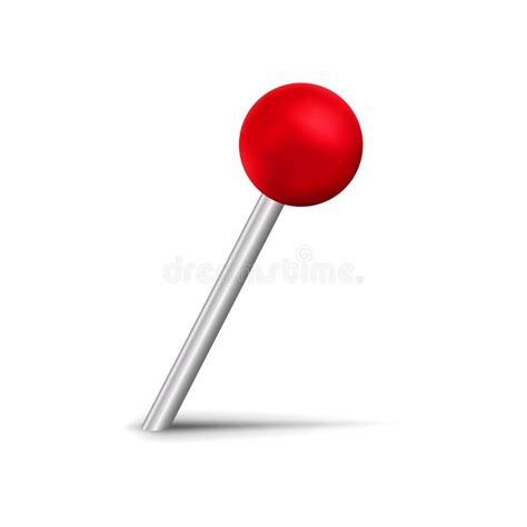 Red Pin Icon Attach Button On Needle Pinned Office Thumbtack And Paper Push Pin Stock Vector